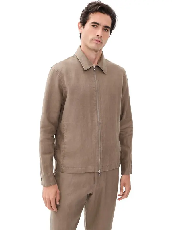 Nn07 Linen Zip Jacket - Clay Mirage