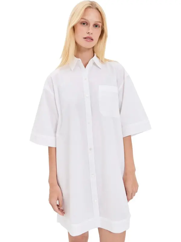 ATM Anthony Thomas Melillo Short Sleeve Shirt Dress - White