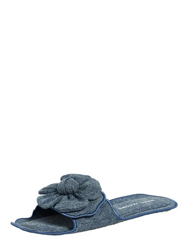 Marc Jacobs Denim Floral Slides - Medium Wash Indigo