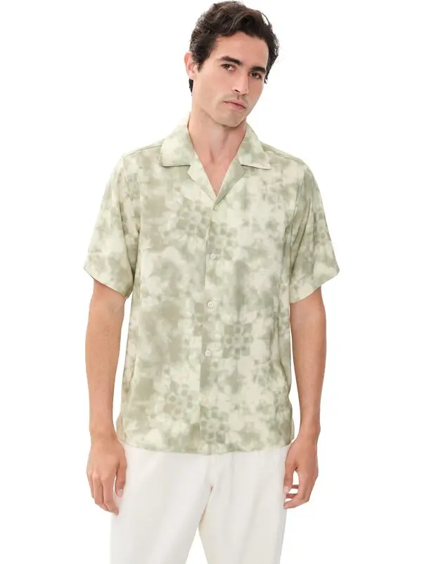 Nn07 Julio Printed Camp Shirt - Green Print