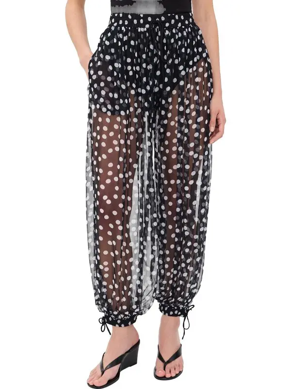 LESLIE AMON Balloon Polka Dot Pants - Black Polka