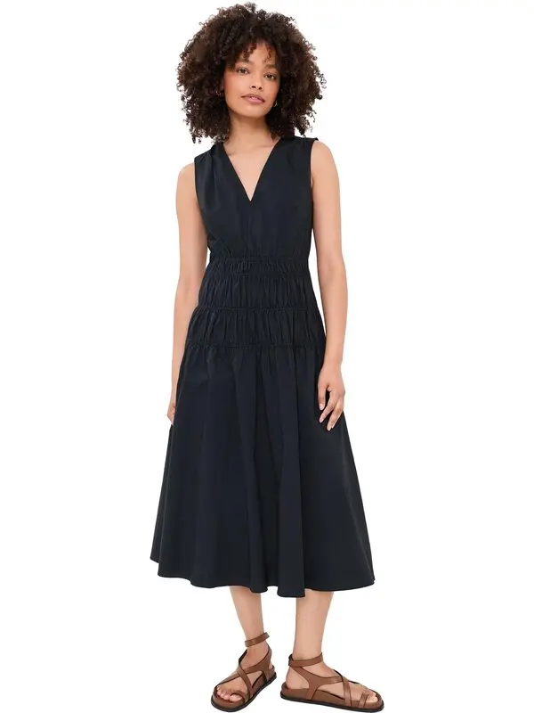 Proenza Schouler White Label Loren Midi Dress In Poplin - Black