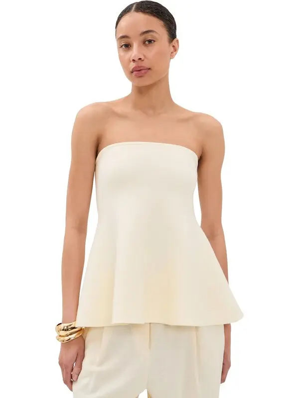 ALIGNE Knitted Bandeau Peplum Top - Ivory