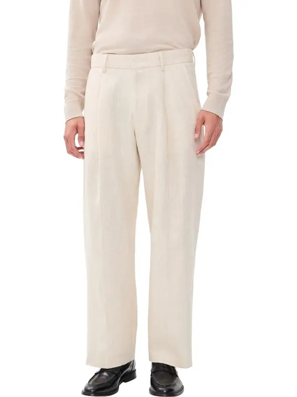 Nn07 Kay Linen Relaxed Pleated Trousers - Oat