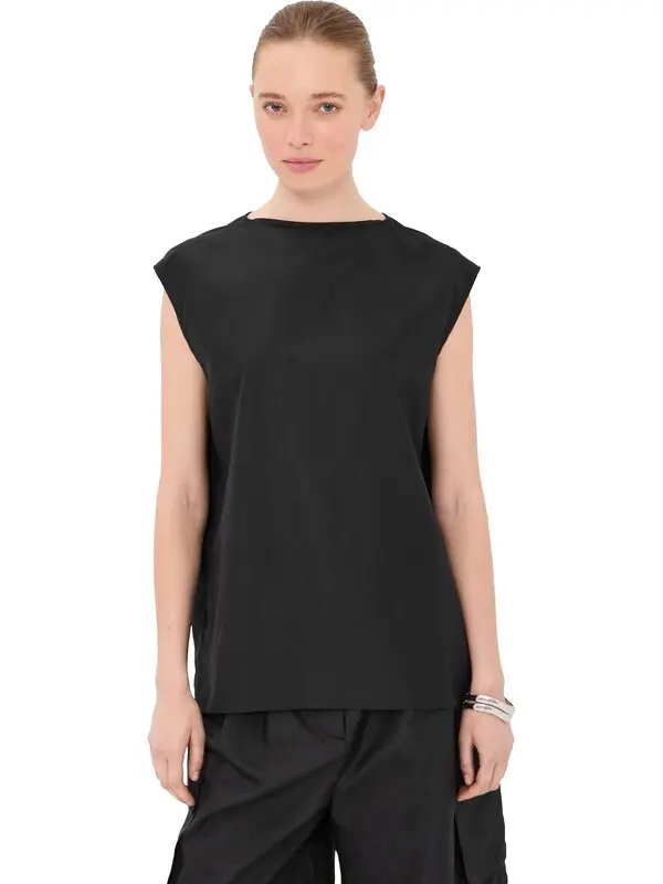 Tibi Summer Nylon Sleeveless Cocoon Top - Black