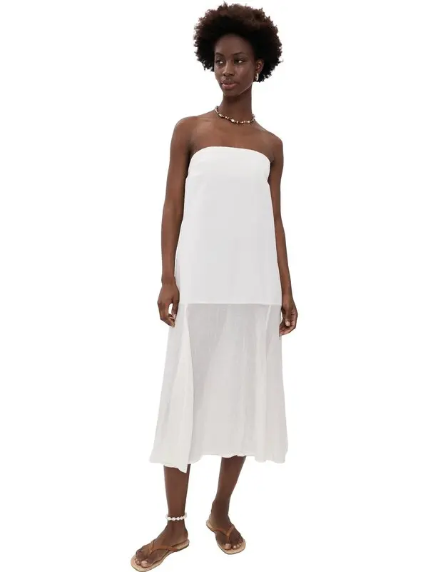Free People Sabeen Tube Midi Dress - Clean Ivory