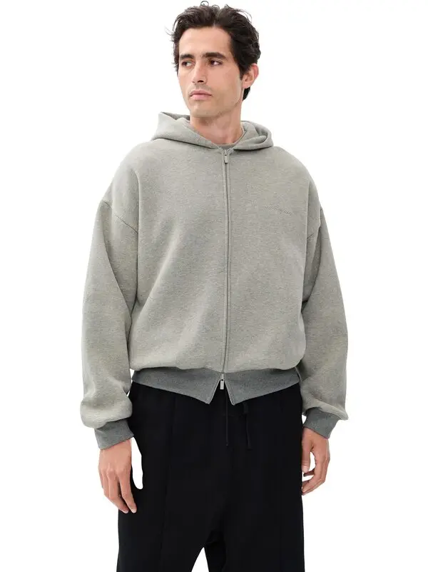 Fear Of God Signature Classic Full Zip Hoodie - Concrete Heather/dark Concrete