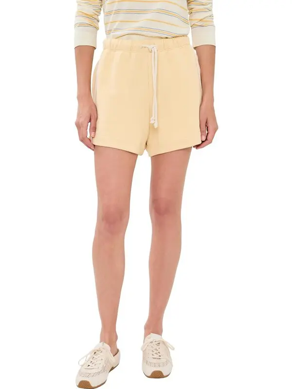 Donni. The Stripe Eco-terry Shorts - Butter
