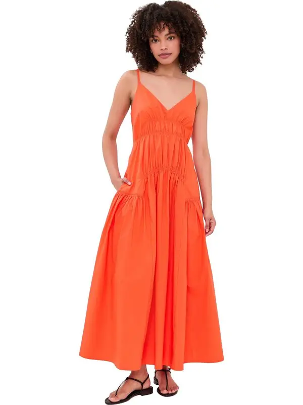 Proenza Schouler White Label Michelyn Maxi Dress In Poplin - Orange