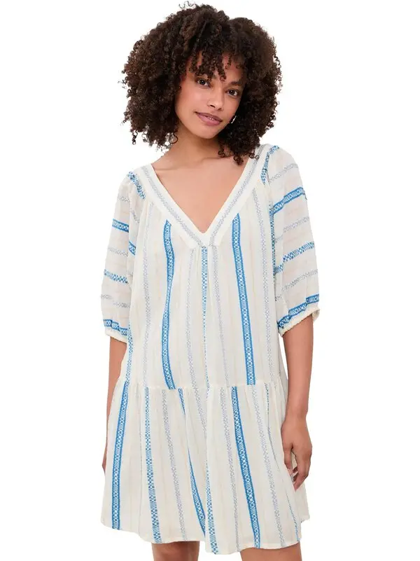Velvet By Graham & Spencer Selita Mini Dress - Cream/blue