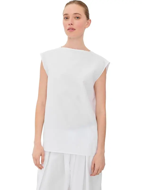 Tibi Summer Nylon Sleeveless Cocoon Top - White