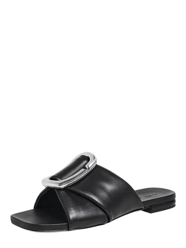 Marc Jacobs Criss Cross Sandals With Silver-tone Buckle Accent - Black