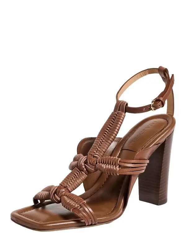 Ulla Johnson Aiko Macrame High Heel Sandals - Chestnut