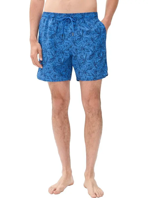FAIR HARBOR The Anchor Swim Trunks 6 Botanical Print - Azure Painted Leaves