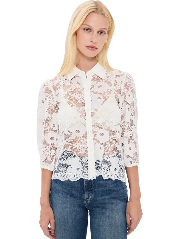 Generation Love Tammy Mesh Lace Shirt - White