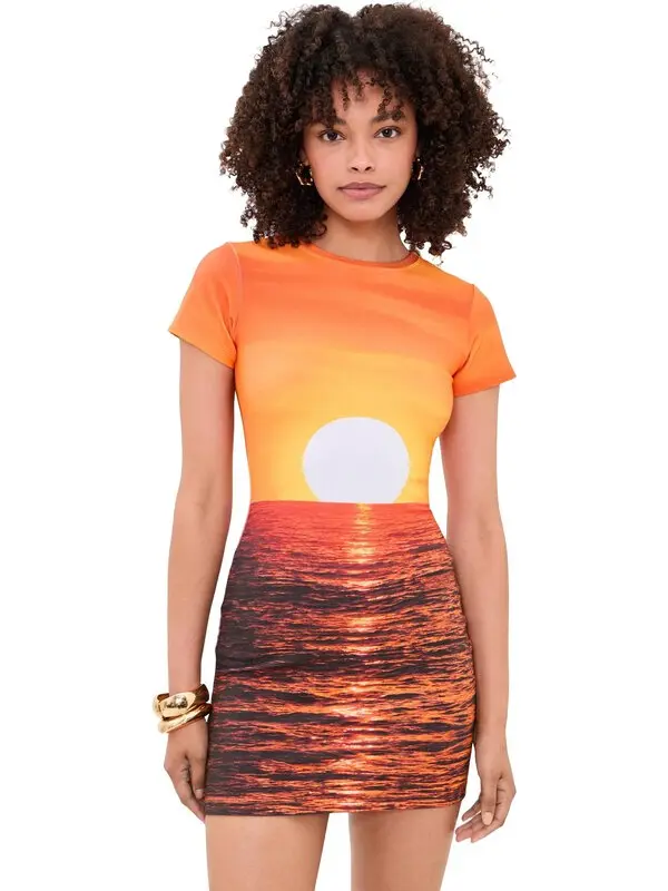 LESLIE AMON Graphic T-shirt Dress - Sunset