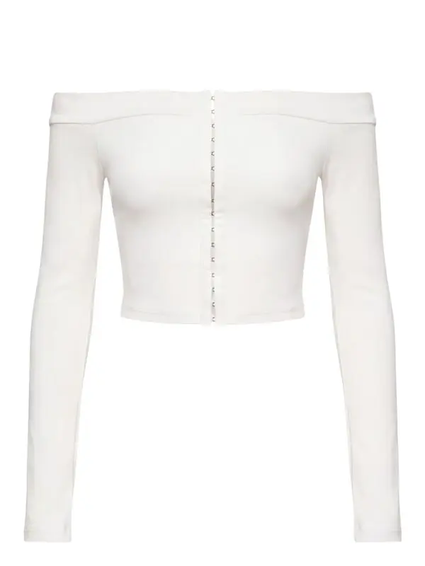 KHELA THE LABEL Off-shoulder Hook-and-eye Cropped Top - White