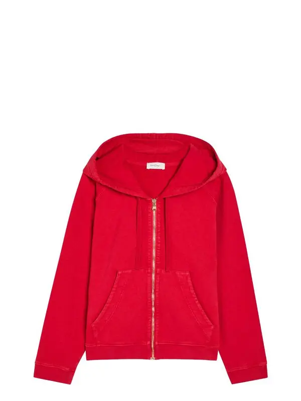 SECOND / LAYER Rola Cropped Cotton Hoodie - Red