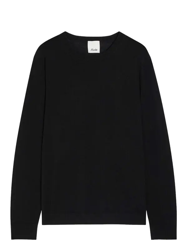 ALLUDE Crew Neck Wool Jumper - Black