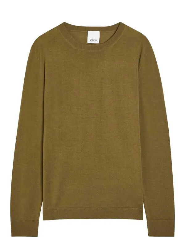 ALLUDE Crew Neck Wool Jumper - Green