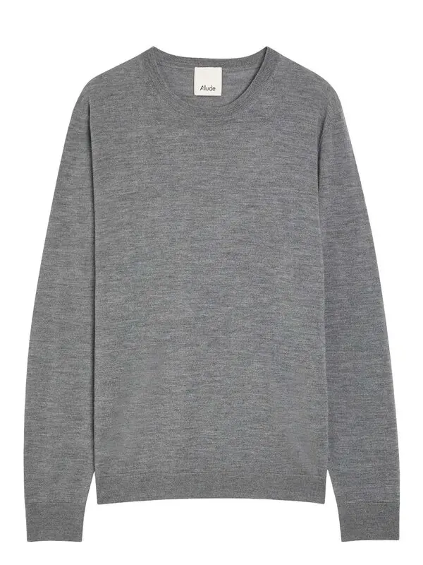 ALLUDE Crew Neck Wool Jumper - Grey
