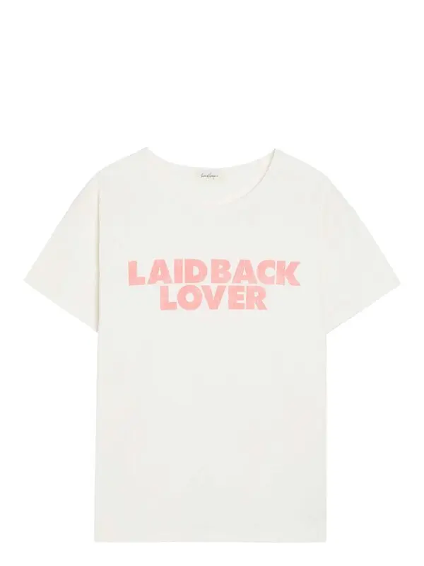 SECOND / LAYER Laidback Lover Printed Cotton T-shirt - Cream