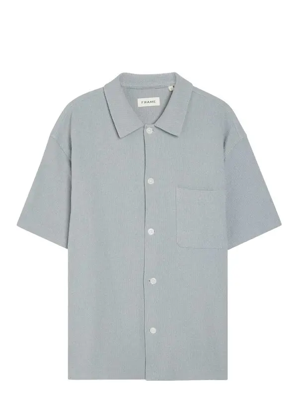 FRAME Textured-knit Cotton-blend Shirt - Grey
