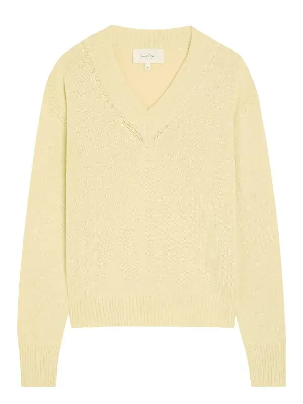 SECOND / LAYER Vexed V-neck Cotton-blend Jumper - Yellow