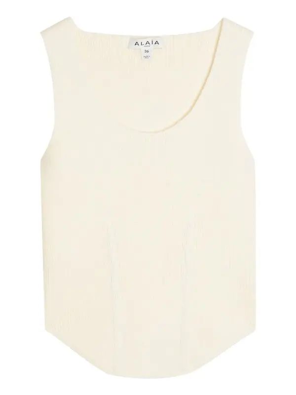 Alaïa Fine-knit Wool-blend Vest Top - White