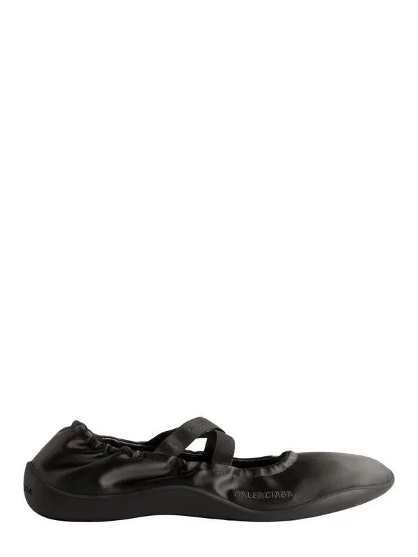 Balenciaga Satin Shibuya Elasticated Ballet Flats - Black