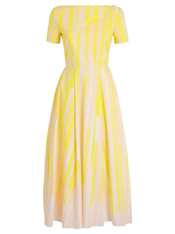 ROKSANDA Vaela Cotton Stripe Midi Dress - Yellow