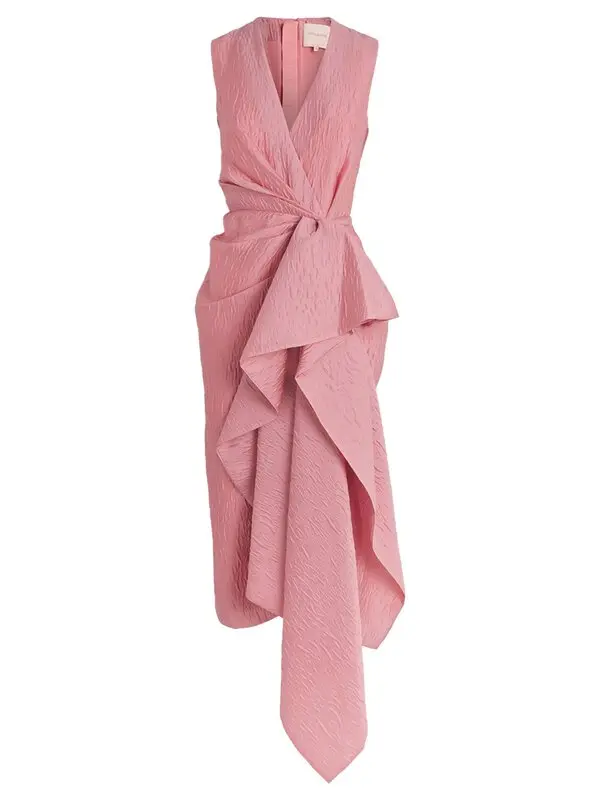 ROKSANDA Esra Midi Dress In Textured Cloqu - Pink