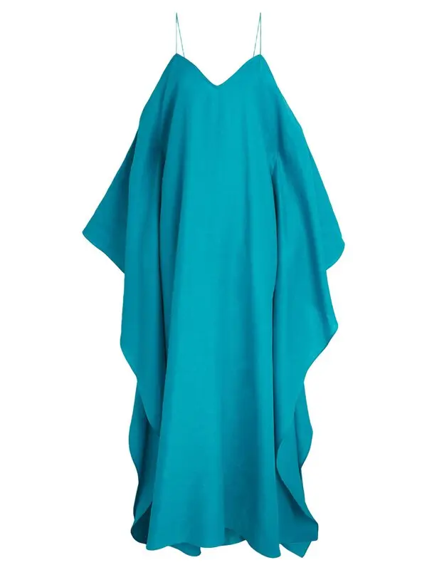TALLER MARMO Farrow Linen Maxi Kaftan Dress - Blue