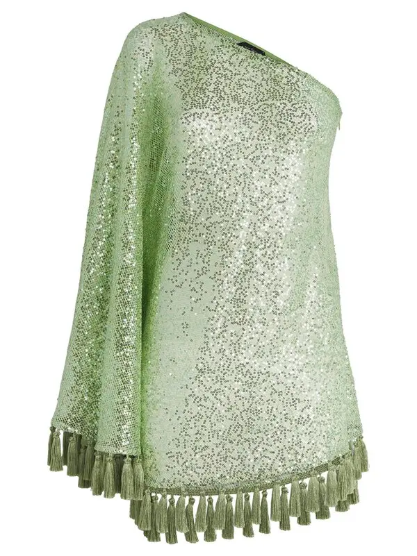 TALLER MARMO Sequined Tasseled Mini Dress - Green