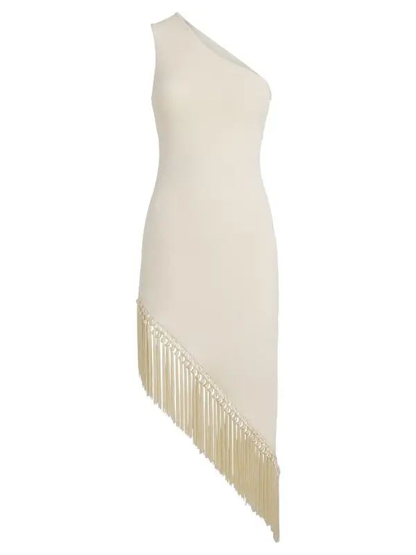 TALLER MARMO One-shoulder Fringed Mini Dress - Ivory