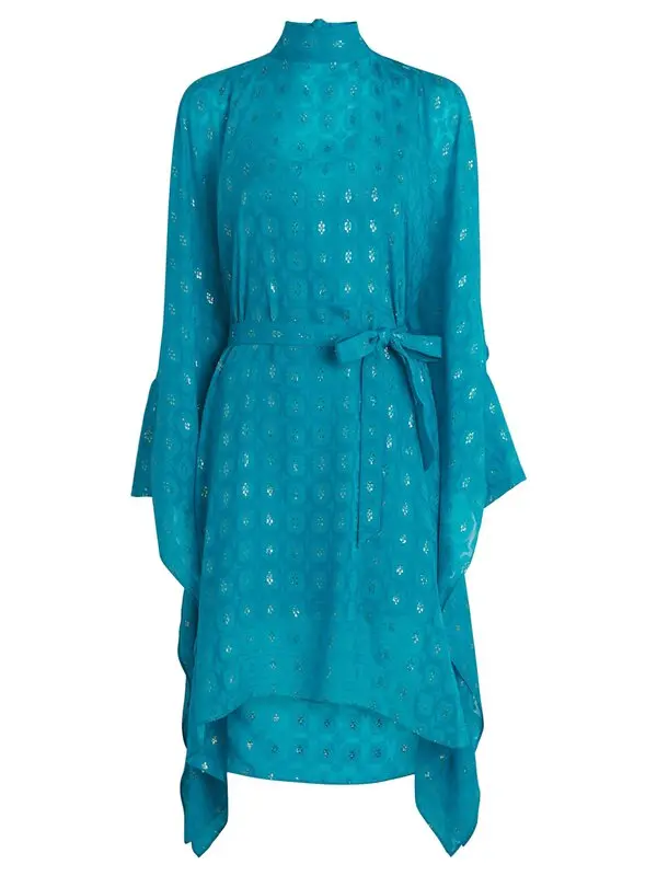 TALLER MARMO Geometric Print Silk Fil Coupè Mini Dress - Blue