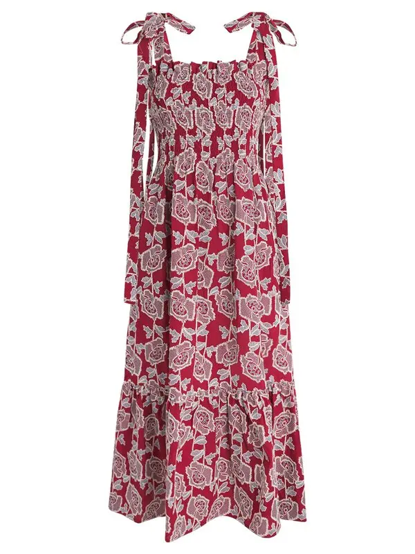 Erdem Embroidered Floral Midi Dress - Red