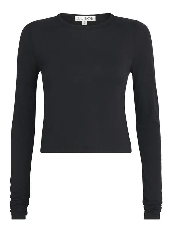 Eterne Cotton-modal Cropped Baby Tee - Black