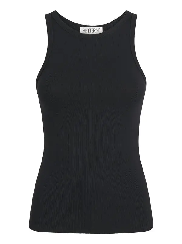 Eterne Ribbed Cotton-blend Tank Top - Black