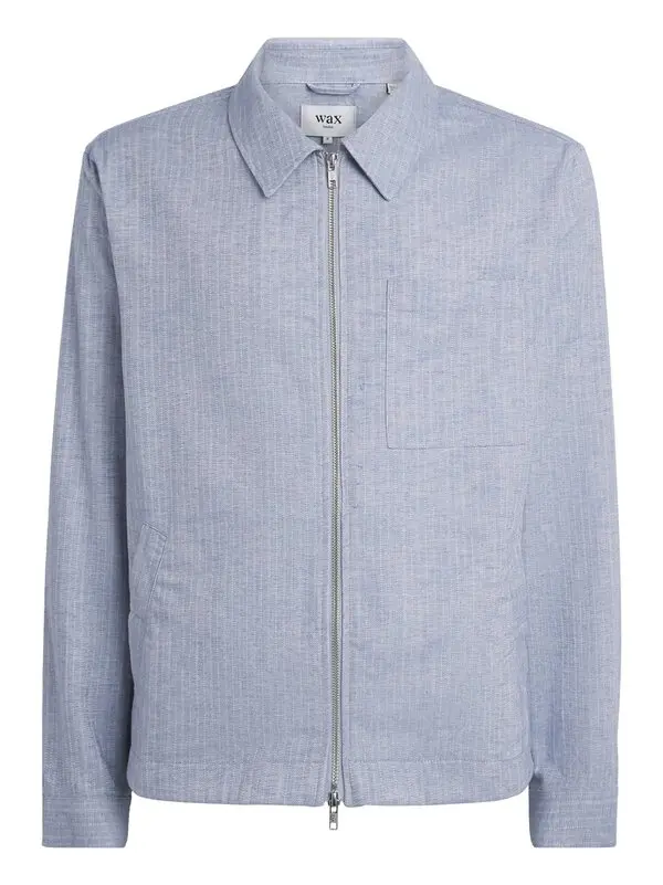 WAX LONDON Cotton-linen Herringbone Eldon Jacket - Blue
