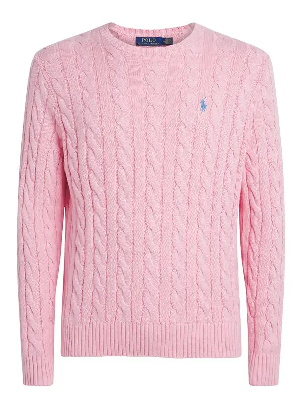 Polo Ralph Lauren Cotton Cable-knit Crewneck Sweater - Pink