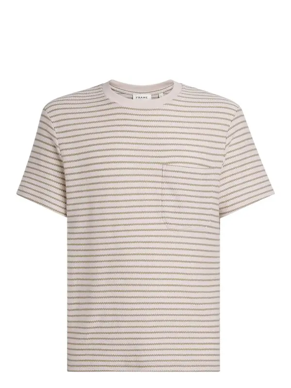 FRAME Cotton Rib-knit Stripe T-shirt - Beige