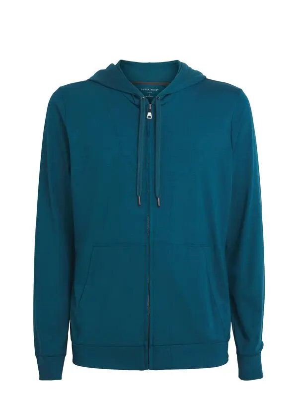 Derek Rose Micromodal Basel Zip-up Hoodie - Blue
