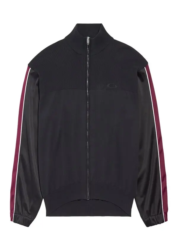 Balenciaga Hybrid Zip-up Jacket With Sporty Stripes - Grey