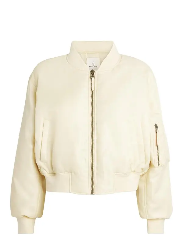 ANINE BING Cropped Leon Bomber Jacket - Beige