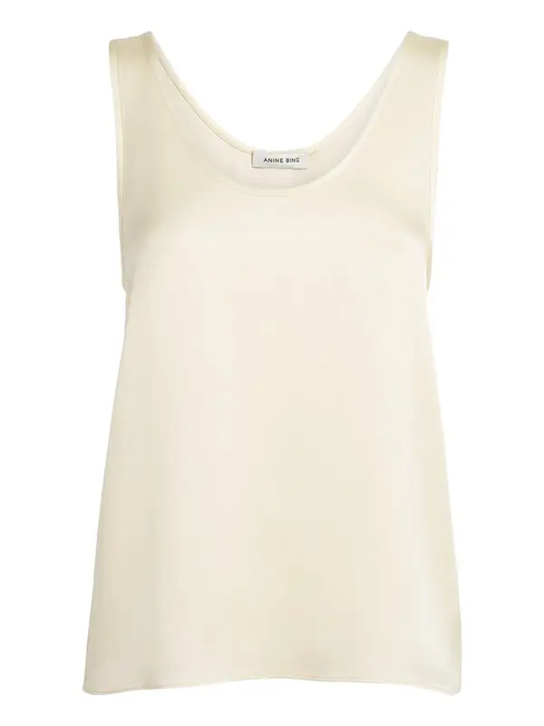 ANINE BING Silk Lea Tank Top - Beige