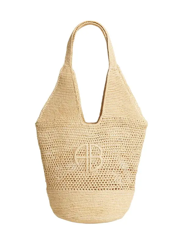 ANINE BING Leah Raffia Shopper Bag - Beige