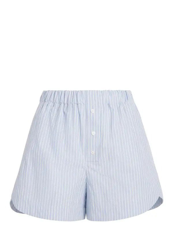 Nanushka Pinstriped Cotton Boxer Shorts - Blue