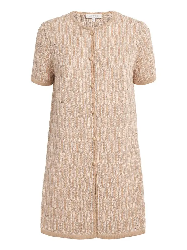 Lafayette 148 New York Cotton Lace-knit Cardigan - Beige
