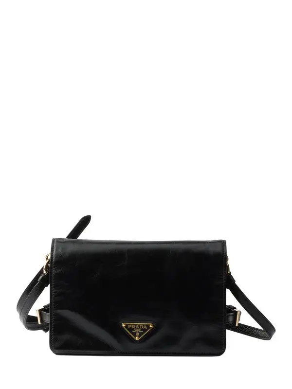 Prada Mini Leather Shoulder Bag - Black